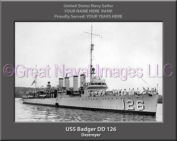 USS Badger DD 126 : Personalized Navy Ship Photo ⋆ Great Naval Images LLC