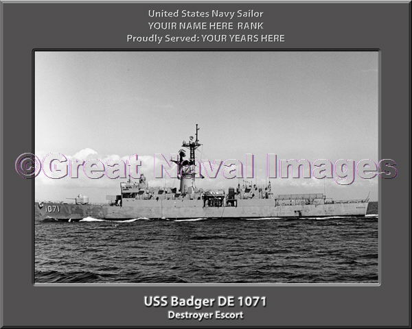 USS Badger DE 1071 : Personalized Navy Ship Photo ⋆ Great Naval Images LLC