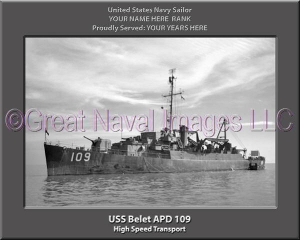 USS Belet APD 109 : Personalized Navy Ship Photo ⋆ Great Naval Images LLC