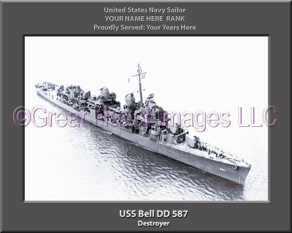 USS Bell DD 587 : Personalized Navy Ship Photo ⋆ Great Naval Images LLC.