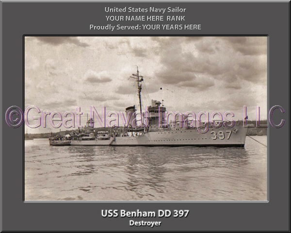 USS Benham DD 397 : Personalized Navy Ship Photo 2 ⋆ Great Naval Images LLC