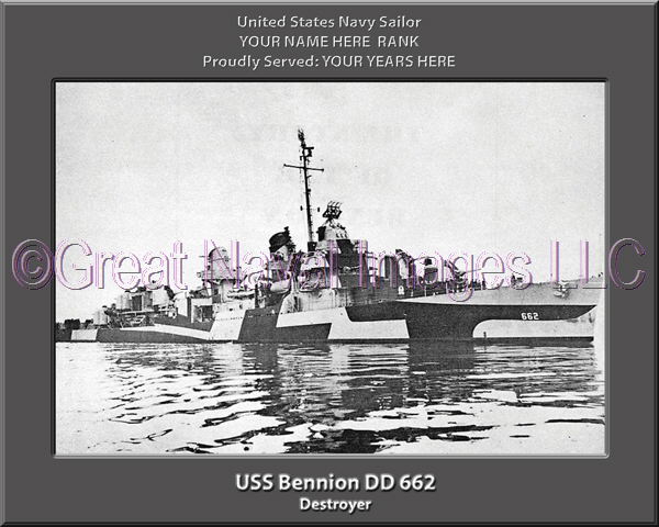 USS Bennion DD 662 : Personalized Navy Ship Photo ⋆ Great Naval Images LLC
