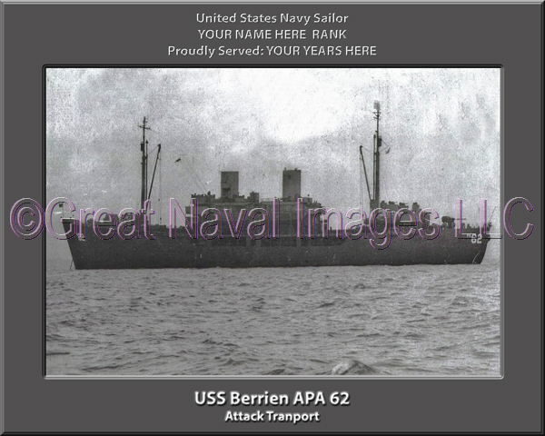 USS Berrien APA 62 : Personalized Navy Ship Photo ⋆ Great Naval Images LLC