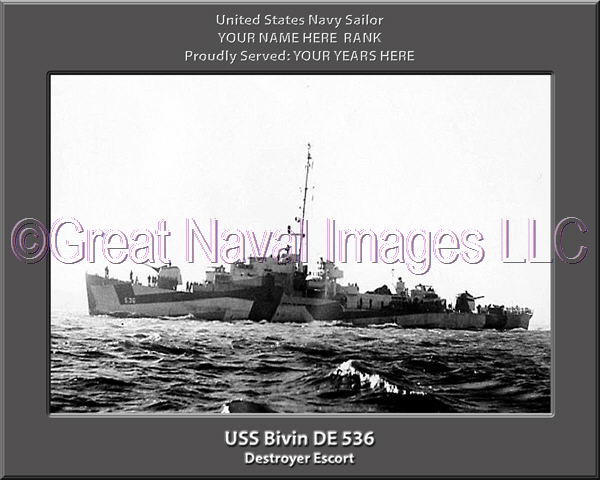 USS Bivin DE 536 : Personalized Navy Ship Photo ⋆ Great Naval Images LLC