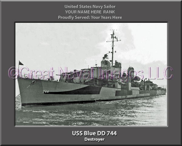 USS Blue DD 744 : Personalized Navy Ship Photo ⋆ Great Naval Images LLC