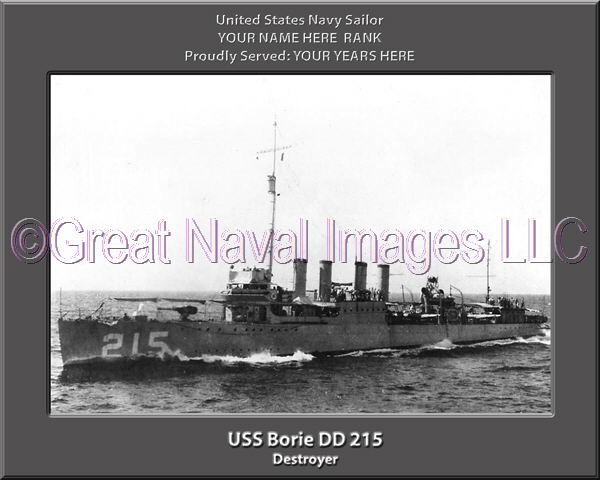 USS Borie DD 215 : Personalized Navy Ship Photo ⋆ Great Naval Images LLC