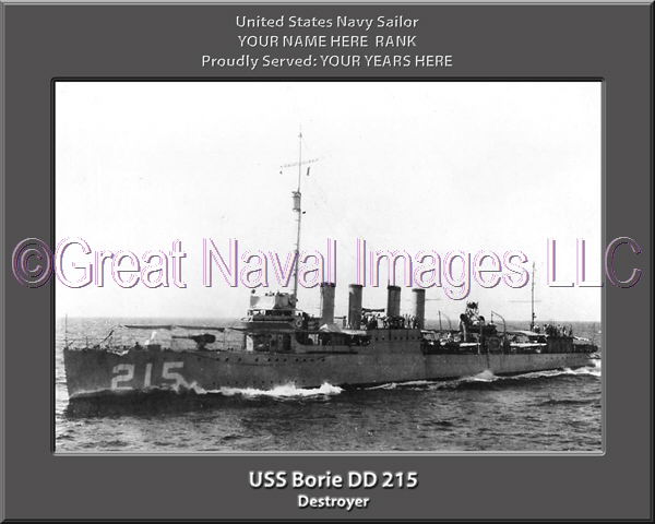 USS Borie DD 215 : Personalized Navy Ship Photo ⋆ Great Naval Images LLC