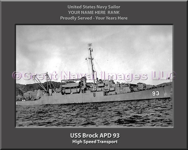 USS Brock APD 93 : Personalized Navy Ship Photo ⋆ Great Naval Images LLC