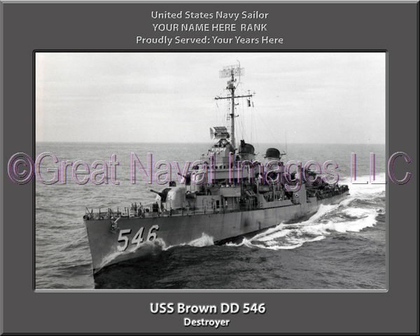 USS Brown DD 546 : Personalized Navy Ship Photo 2 ⋆ Great Naval Images LLC