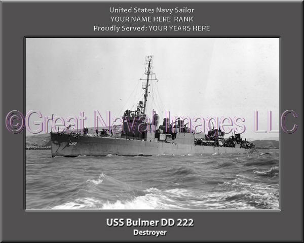 USS Bulmer DD 222 : Personalized Navy Ship Photo ⋆ Great Naval Images LLC.