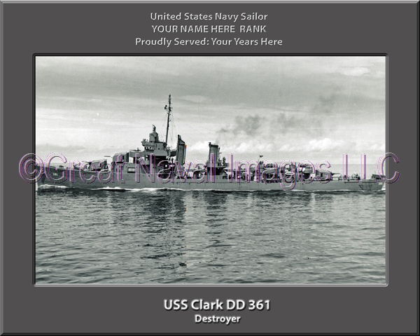USS Clark DD 361 : Personalized Navy Ship Photo ⋆ Great Naval Images LLC