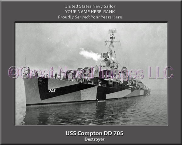 USS Compton DD 705 : Personalized Navy Ship Photo ⋆ Great Naval Images LLC