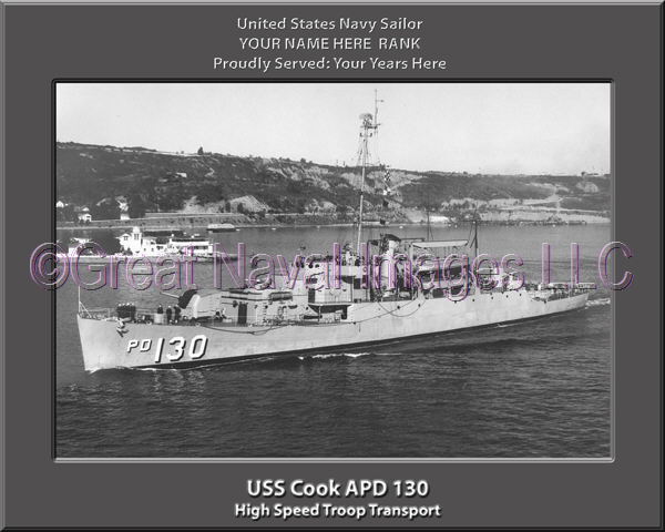 USS Cook APD 130 : Personalized Navy Ship Photo ⋆ Personalized US Navy ...