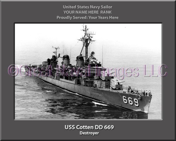 USS Cotten DD 669 : Personalized Navy Ship Photo ⋆ Great Naval Images LLC