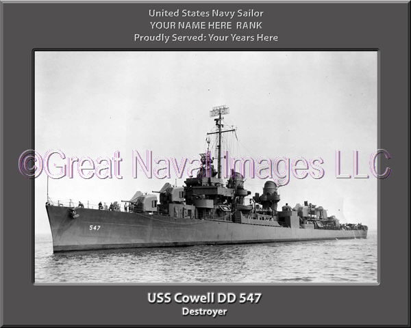 USS Cowell DD 547 : Personalized Navy Ship Photo 2 ⋆ Great Naval Images LLC