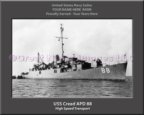 USS Cread APD 88 : Personalized Navy Ship Photo ⋆ Great Naval Images LLC