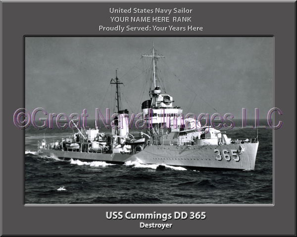 USS Cummings DD 365 : Personalized Navy Ship Photo ⋆ Great Naval Images LLC