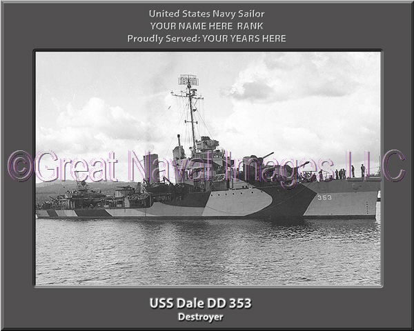 USS Dale DD 353 : Personalized Navy Ship Photo ⋆ Great Naval Images LLC
