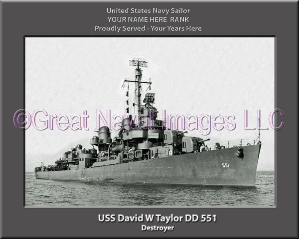 USS David W Taylor DD 551 : Personalized Navy Ship Photo ⋆ Great Naval ...