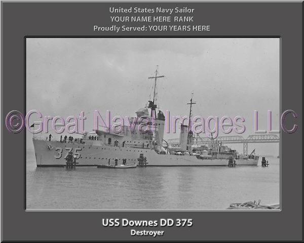 USS Downes DD 375 : Personalized Navy Ship Photo ⋆ Great Naval Images LLC