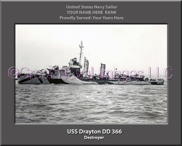USS Drayton DD 366 : Personalized Navy Ship Photo ⋆ Great Naval Images LLC