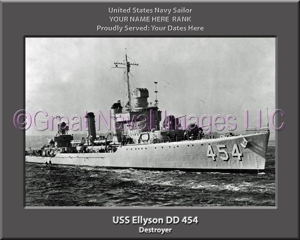 USS Ellyson DD 454 : Personalized Navy Ship Photo ⋆ Great Naval Images LLC