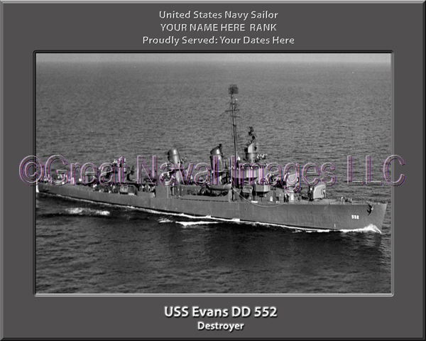 USS Evans DD 552 : Personalized Navy Ship Photo ⋆ Great Naval Images LLC