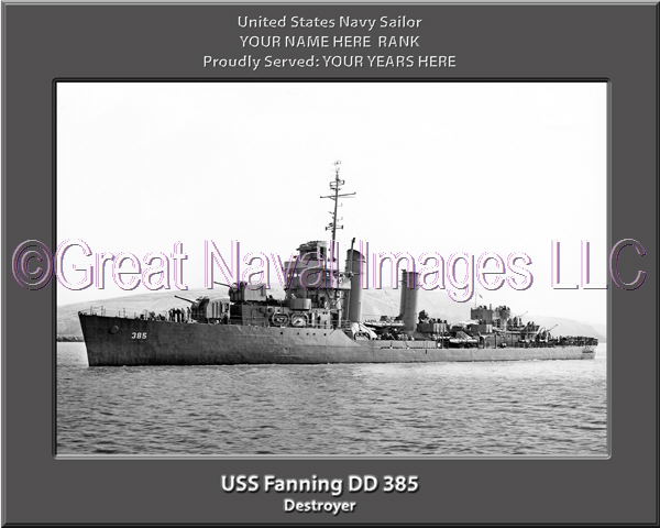 USS Fanning DD 385 : Personalized Navy Ship Photo ⋆ Great Naval Images LLC