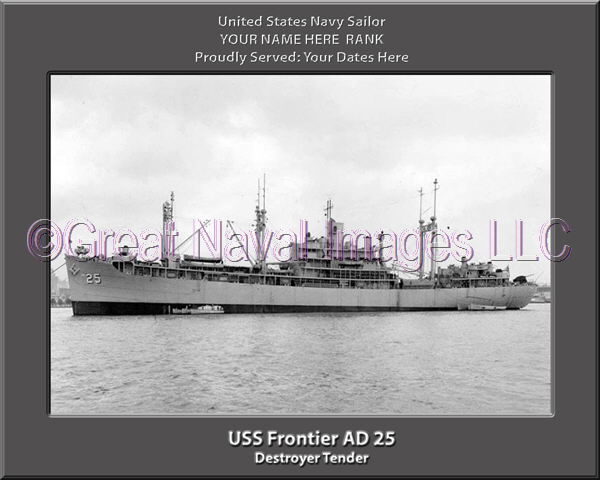 USS Frontier AD 25 : Personalized Navy Ship Photo ⋆ Great Naval Images LLC