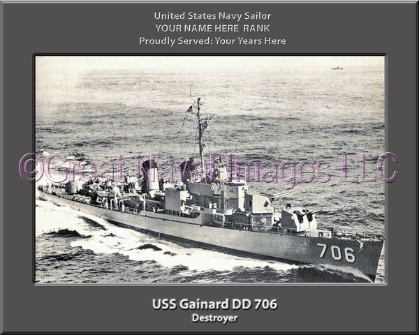 USS Gainard DD 706 : Personalized Navy Ship Photo ⋆ Great Naval Images LLC.
