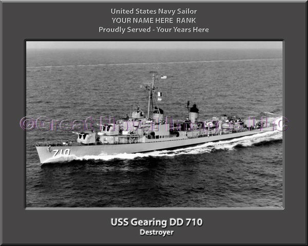 USS Gearing DD 710 : Personalized Navy Ship Photo ⋆ Great Naval Images LLC