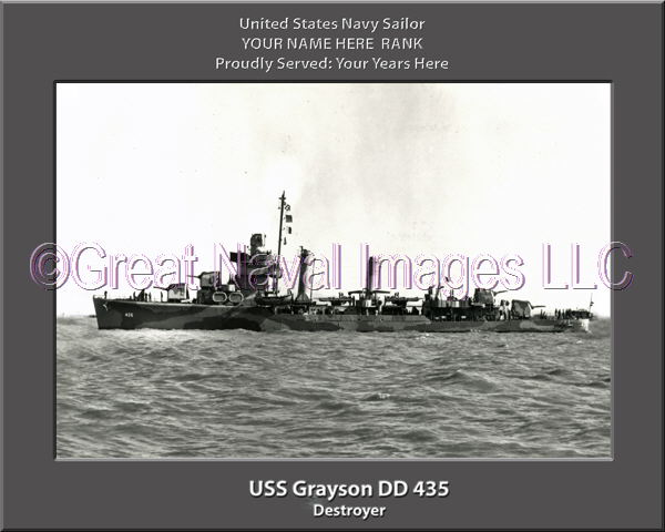 USS Grayson DD 435 : Personalized Navy Ship Photo ⋆ Great Naval Images LLC