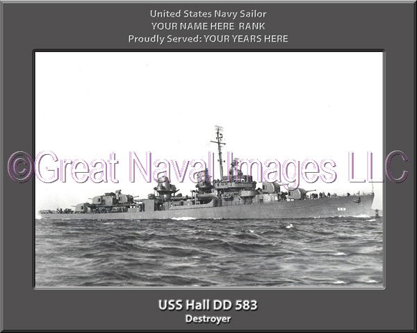 USS Hall DD 583 : Personalized Ship Photo ⋆ Great Naval Images LLC