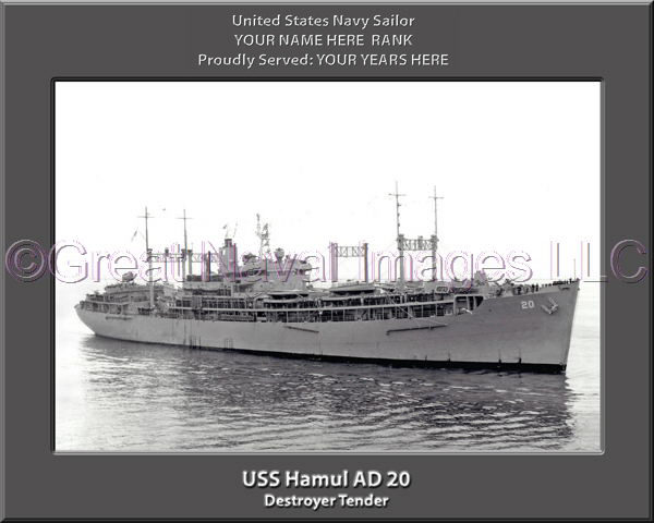 USS Hamul AD 20 : Personalized Navy Ship Photo 2 ⋆ Great Naval Images LLC