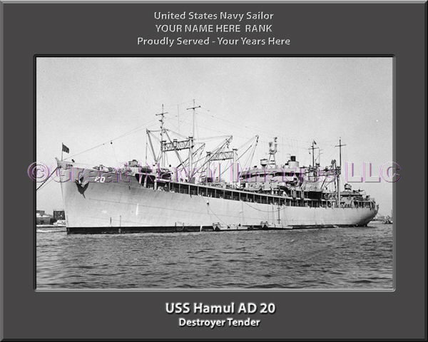 USS Hamul AD 20 : Personalized Navy Ship Photo ⋆ Great Naval Images LLC