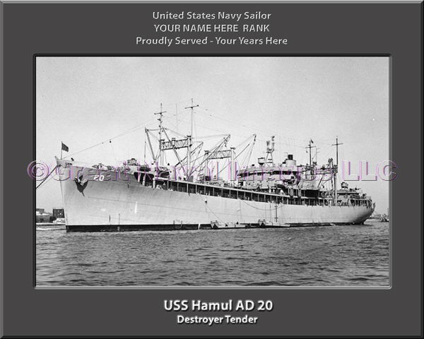 USS Hamul AD 20 : Personalized Navy Ship Photo ⋆ Great Naval Images LLC