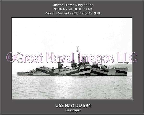 USS Hart DD 594 : Personalized Navy Ship Photo ⋆ Great Naval Images LLC.