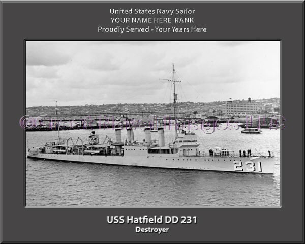 USS Hatfield DD 231 : Personalized Navy Ship Photo ⋆ Great Naval Images LLC