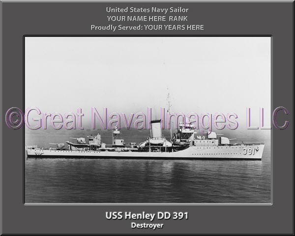 USS Henley DD 391 : Personalized Ship Photo ⋆ Great Naval Images LLC