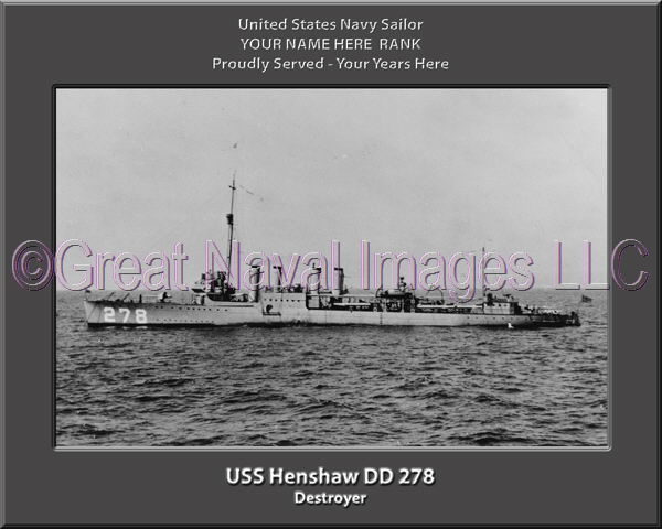 USS Henshaw DD 278 : Personalized Navy Ship Photo ⋆ Great Naval Images LLC