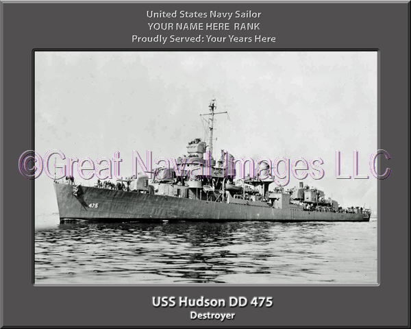USS Hudson DD 475 : Personalized Navy Ship Photo ⋆ Great Naval Images LLC