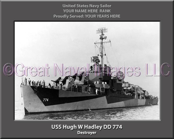 USS Hugh W Hadley DD 772 : Personalized Ship Photo ⋆ Great Naval Images LLC