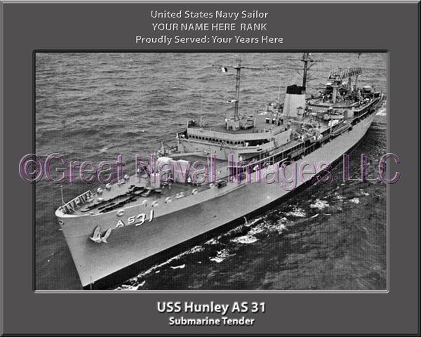 USS Hunley AS 31 : Personalized Navy Ship Photo ⋆ Great Naval Images LLC