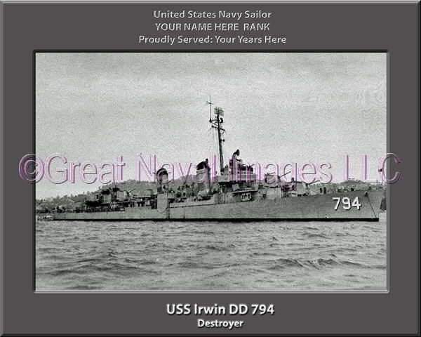 USS Irwin DD 794 : Personalized Navy Ship Photo 2 ⋆ Great Naval Images LLC