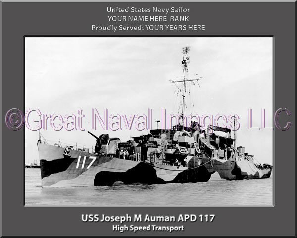 USS Joseph M Auman APD 117 : Personalized Photo ⋆ Great Naval Images LLC