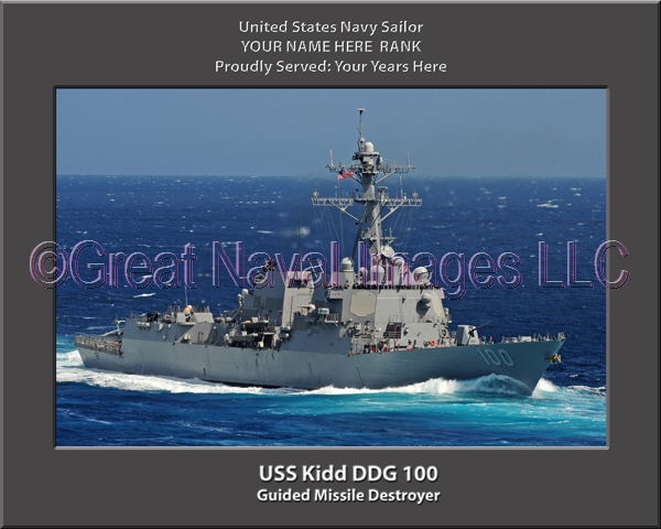 USS Kidd DDG 100 : Personalized Navy Ship Photo ⋆ Great Naval Images LLC