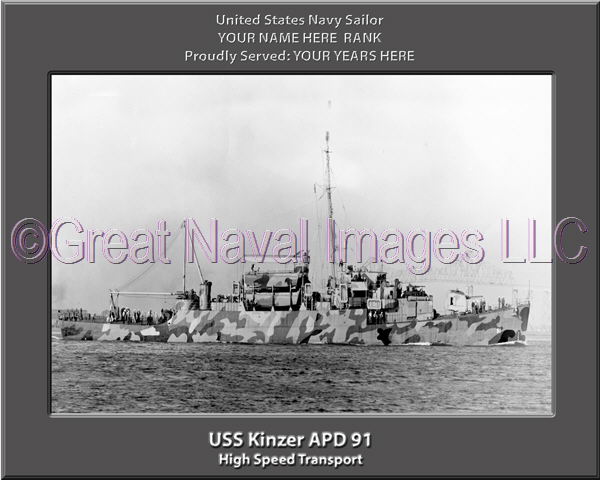 USS Kinzer APD 91 : Personalized Navy Ship Photo ⋆ Great Naval Images LLC