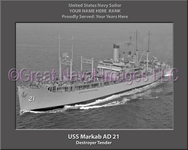 USS Markab AD 21 : Personalized Navy Ship Photo ⋆ Great Naval Images LLC