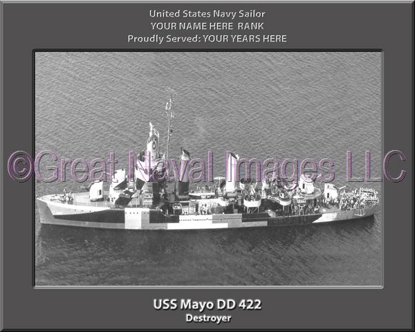 USS Mayo DD 422 : Personalized Navy Ship Photo 2 ⋆ Great Naval Images LLC
