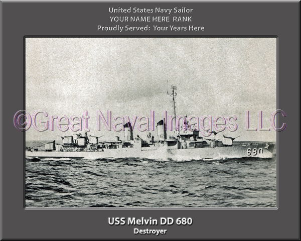 USS Melvin DD 680 : Personalized Navy Ship Photo 2 ⋆ Great Naval Images LLC